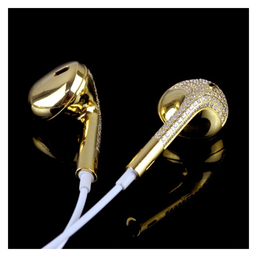 24k gold diamond in-ear headphones