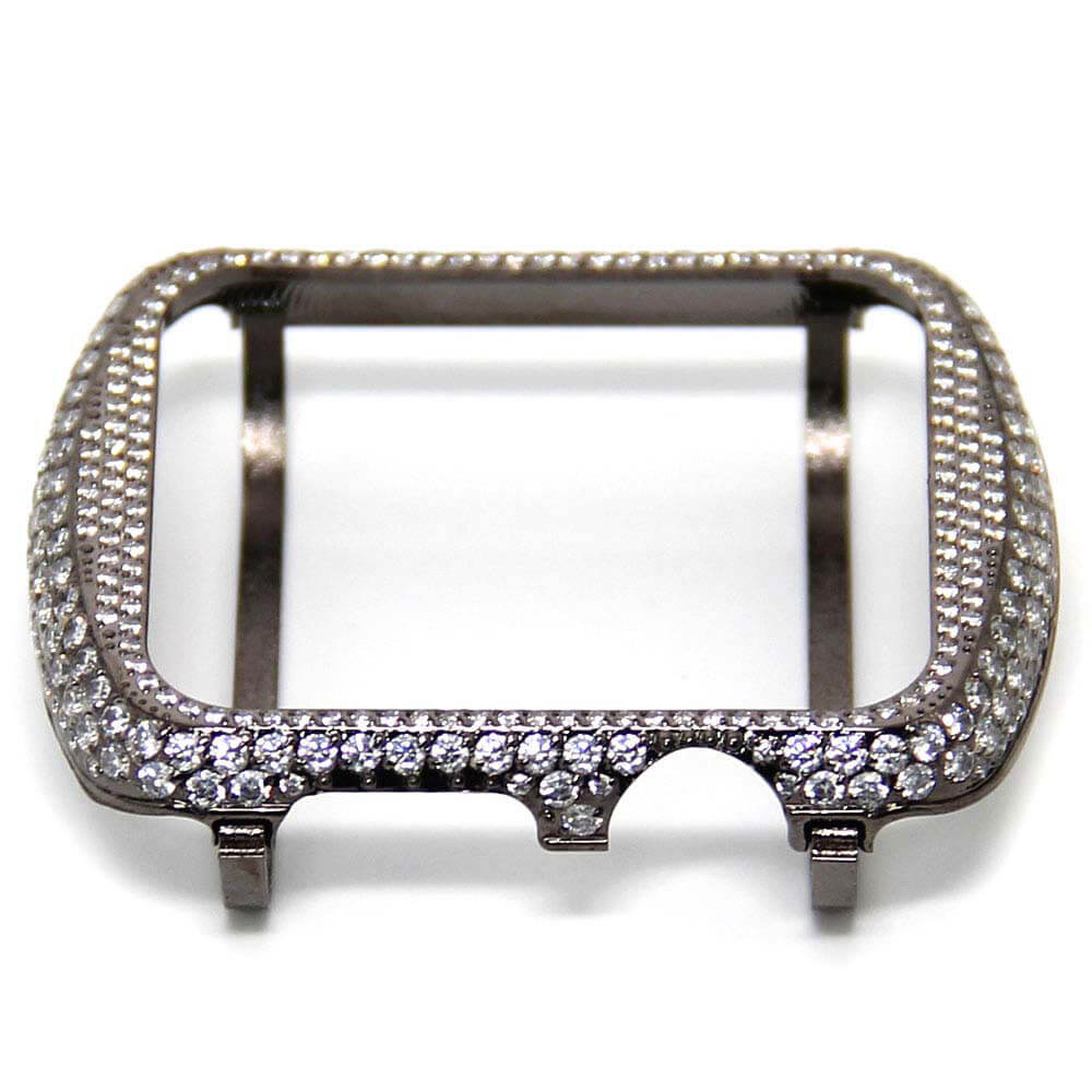Apple watch sparking rhinestones gun black alloy watch case