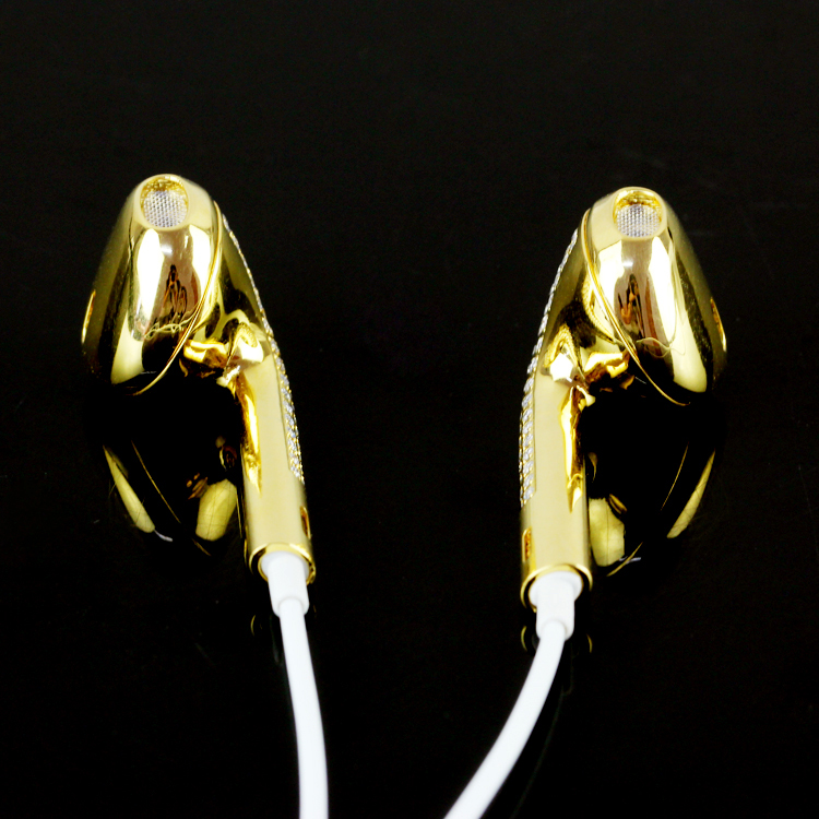 24k gold diamond in-ear headphones